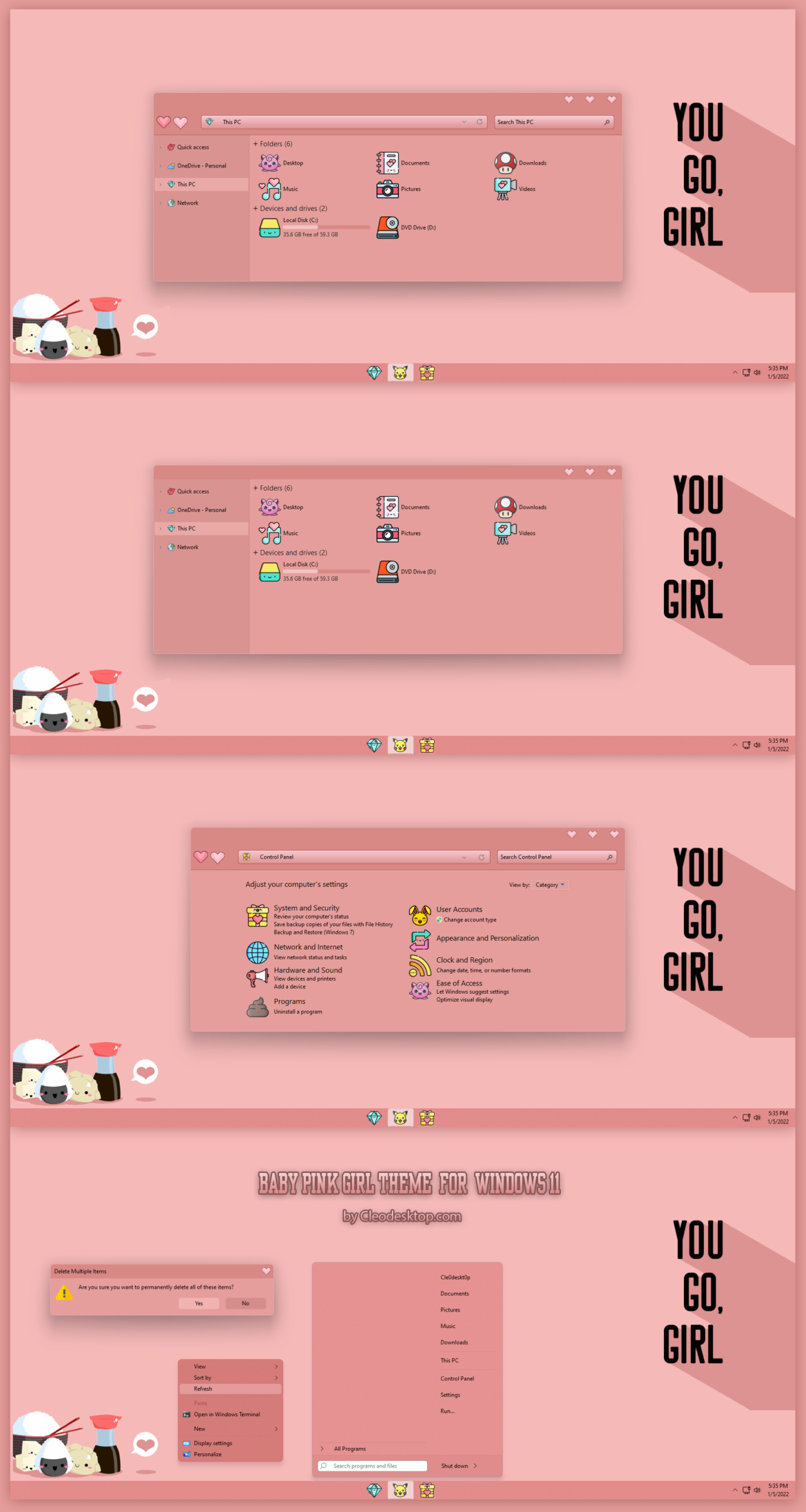 Baby Pink Girl Theme For Windows 11 Cleodesktop