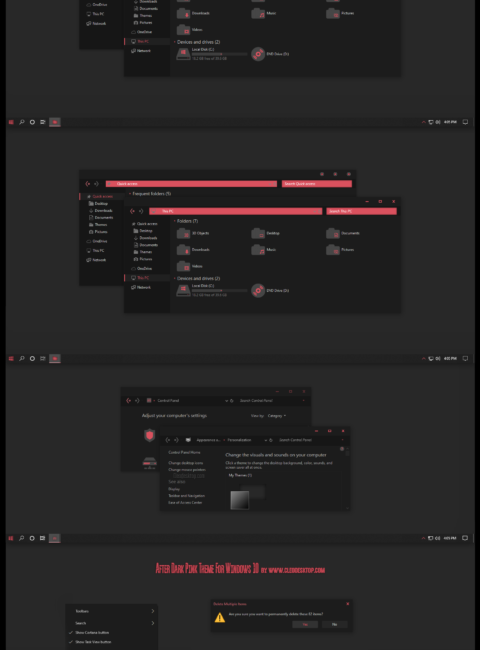After Dark Red Theme For Windows 11 - Cleodesktop