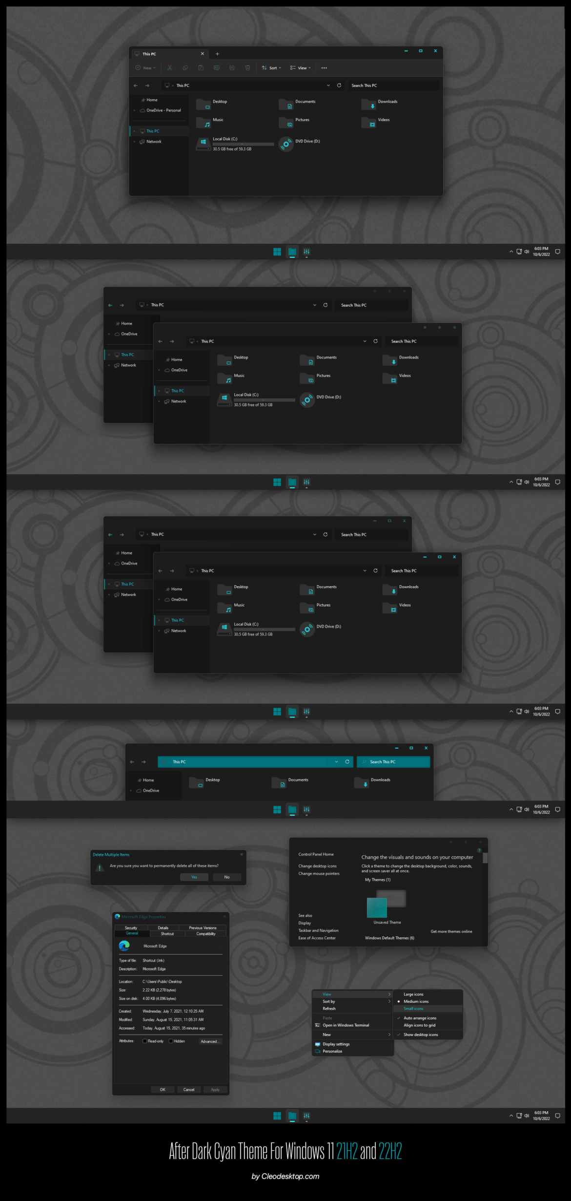 After Dark Cyan Theme For Windows 11 22H2 Windows 11 Themes
