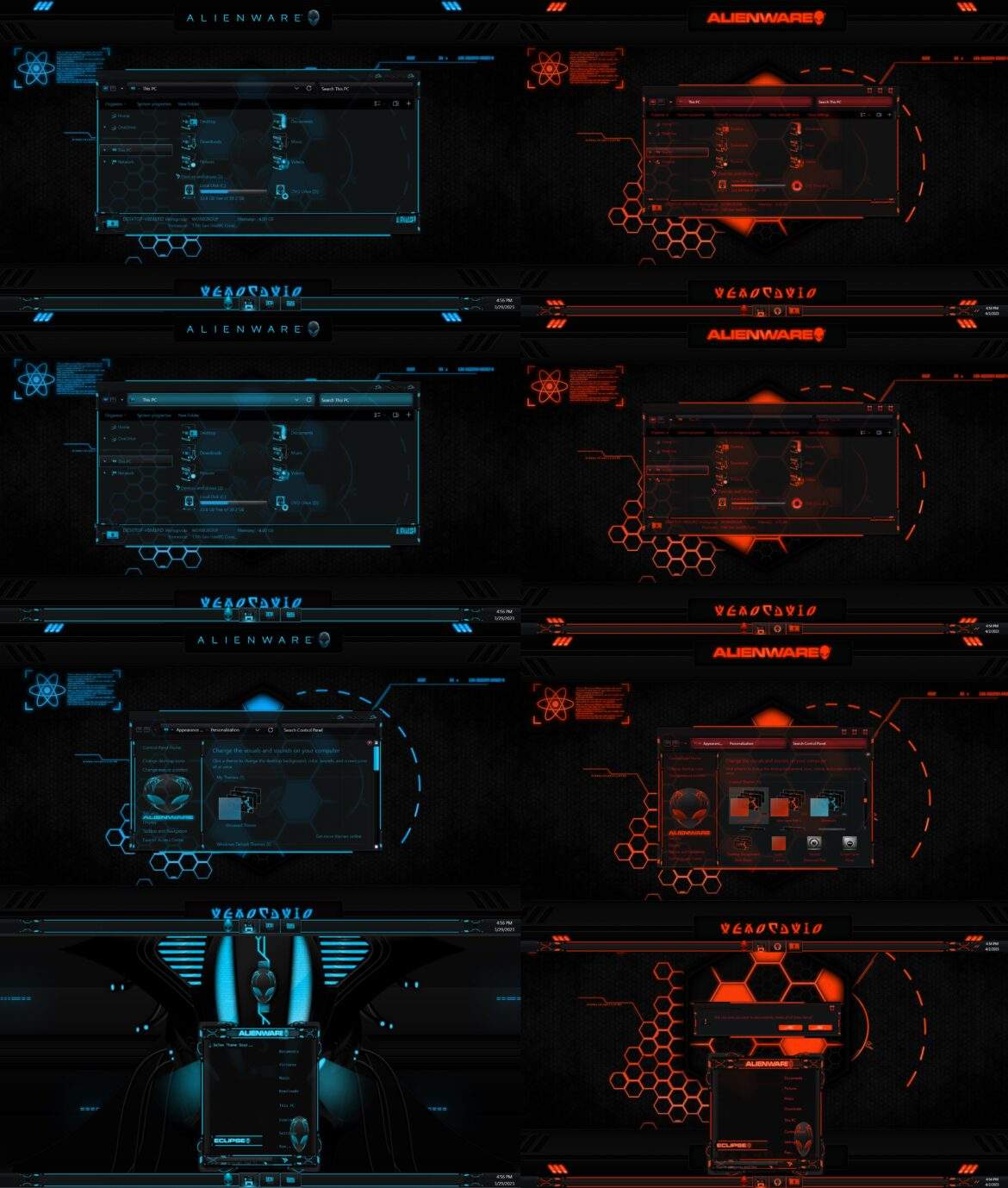 Alienware Blue And Red Big Border Theme For Windows 11 - Cleodesktop
