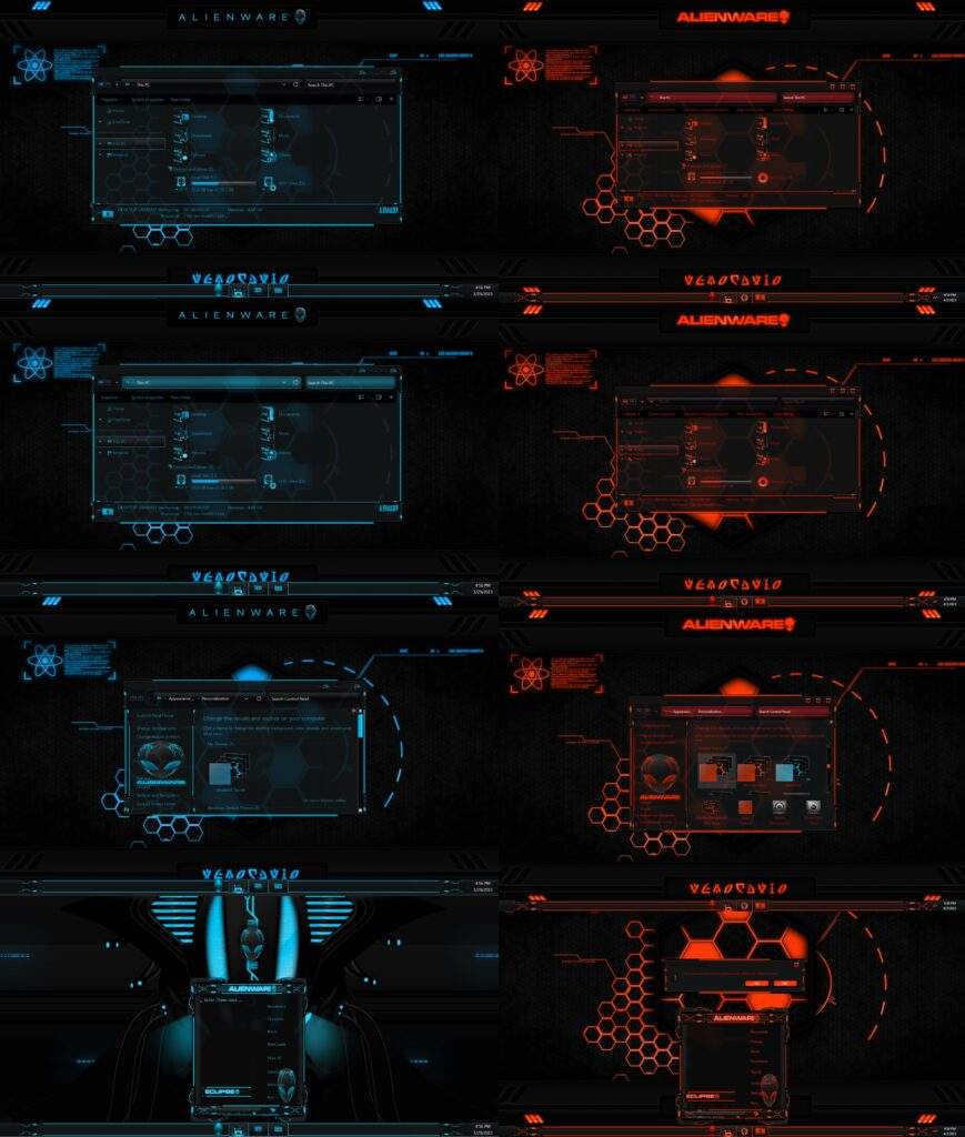 Alienware Blue And Red Big Border Theme For Windows 11 - Cleodesktop