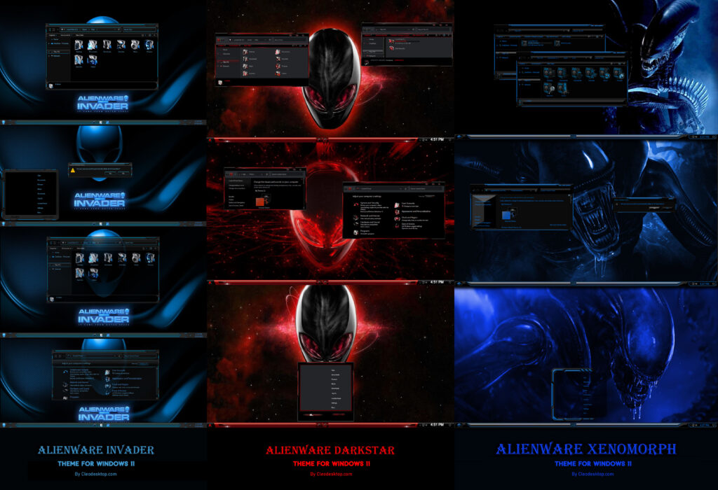 Alienware Darkstar +Invader + Xenomorph Full Pack Theme Windows 11 ...