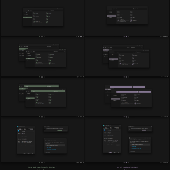 nater dark purple and green theme for windows 11