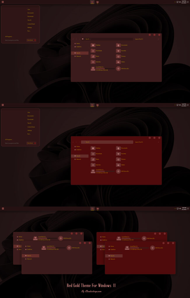 Red Gold Theme For Windows 11 - Cleodesktop